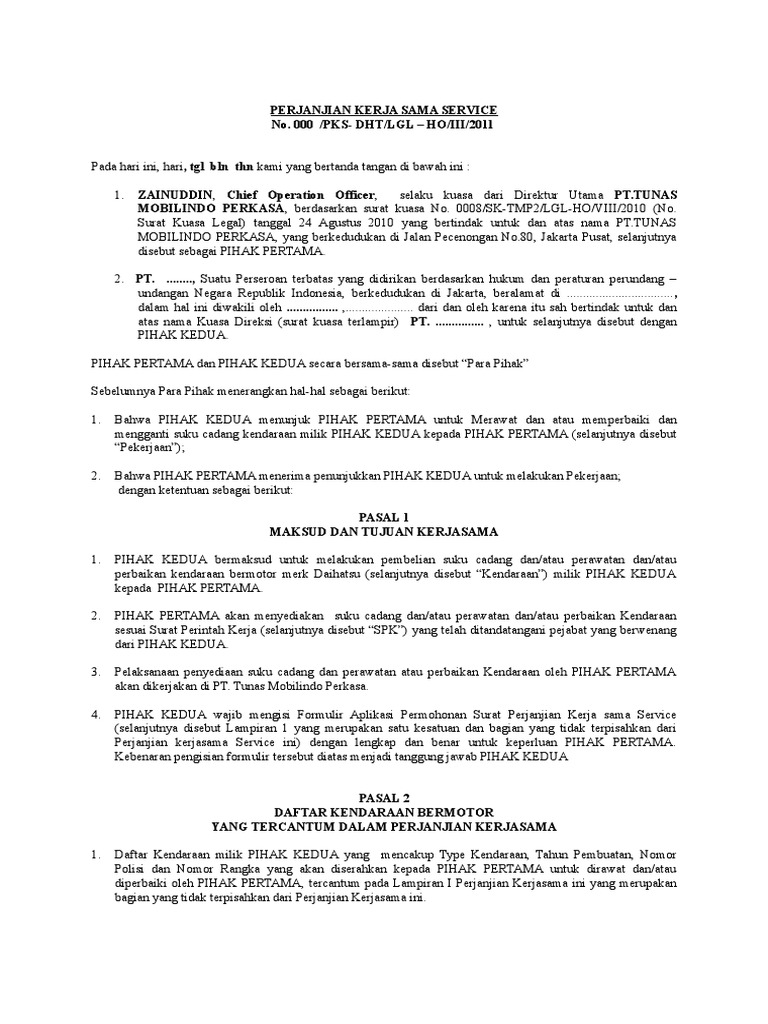 Draft Kerjasama Service | PDF