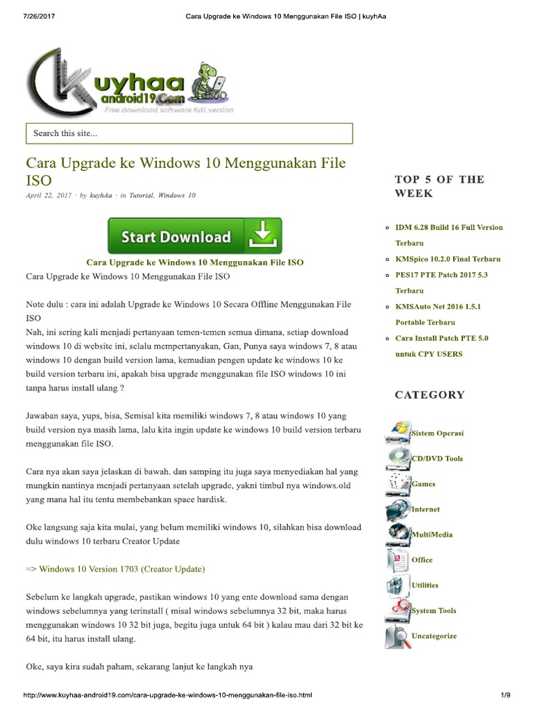 Cara Upgrade Ke Windows 10 Menggunakan File ISO - KuyhAa | PDF