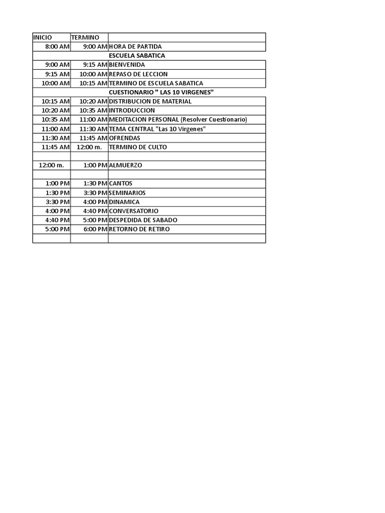 Programa Retiro Espiritual | PDF