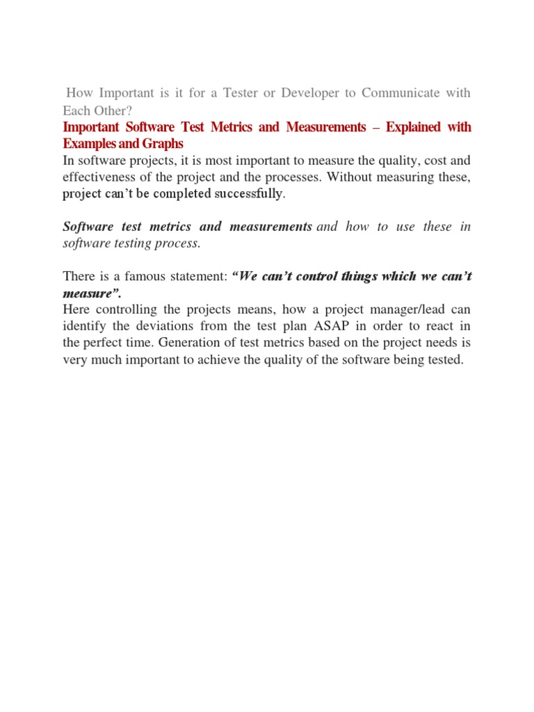 Software Test Metrics Explained with Examples and Graphs | PDF ...