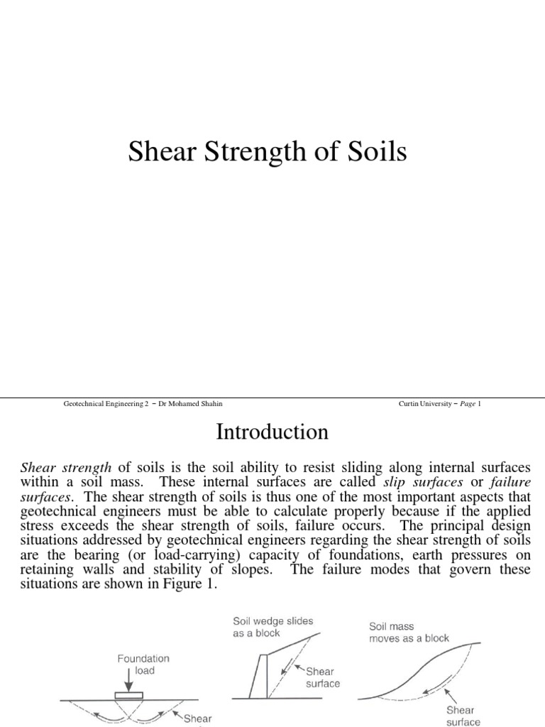 Shear Strength PDF | PDF | Soil Mechanics | Geotechnical Engineering