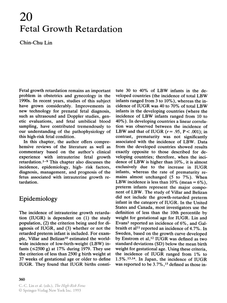 Fetal Growth Retardation | PDF | Fetus | Prenatal Development