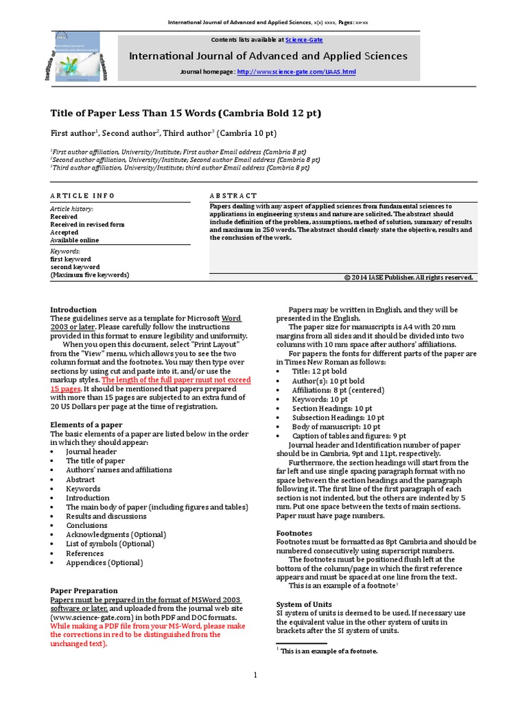 Ijaas Template | PDF | Paragraph | Master Of Arts