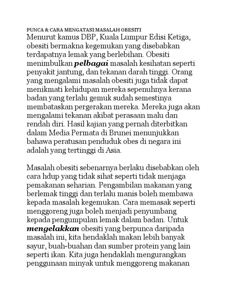 PUNCA Obesiti Lengkap | PDF | Kesehatan Holistik