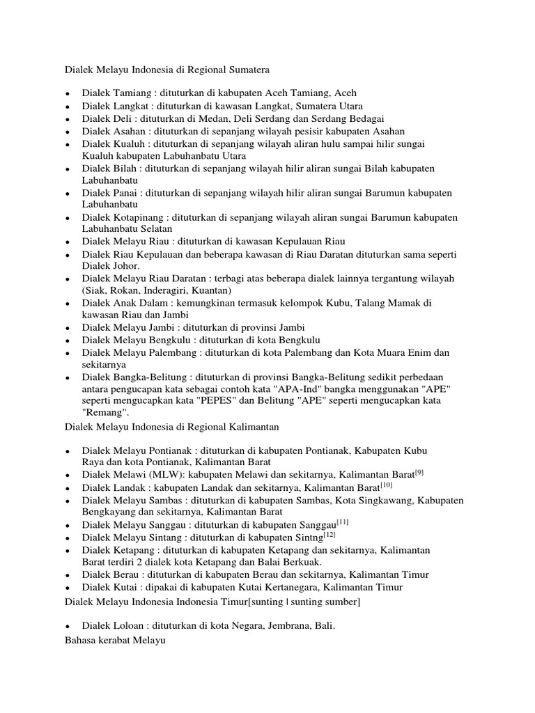 Dialek Melayu di Sumatera dan Riau | PDF