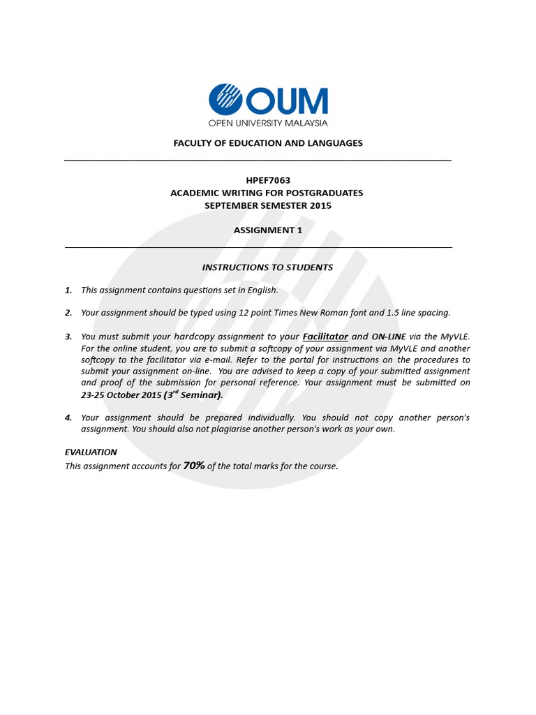 Assignment For Academic Writing For Postgraduate | Download Free PDF ...