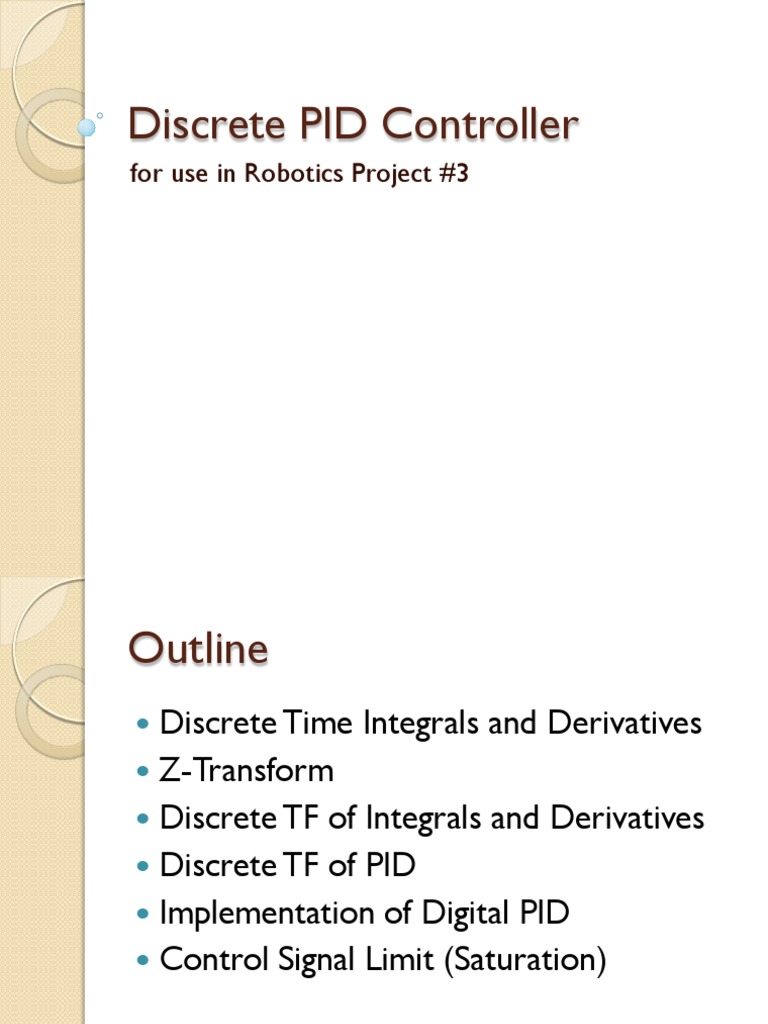 Discrete PID Controller: For Use in Robotics Project #3 | PDF