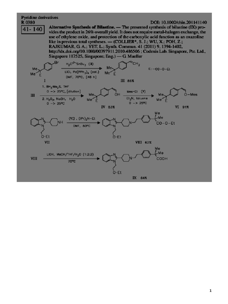 Bilastine Synthesis | PDF