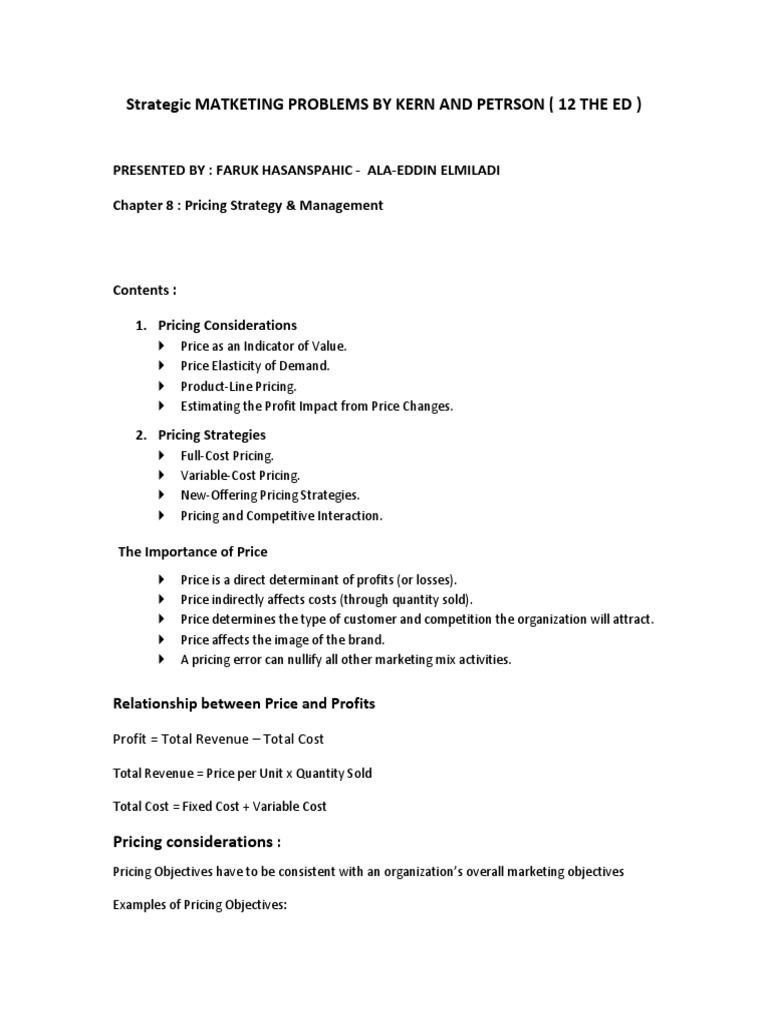 Pricing Strategy | PDF | Elasticity (Economics) | Demand