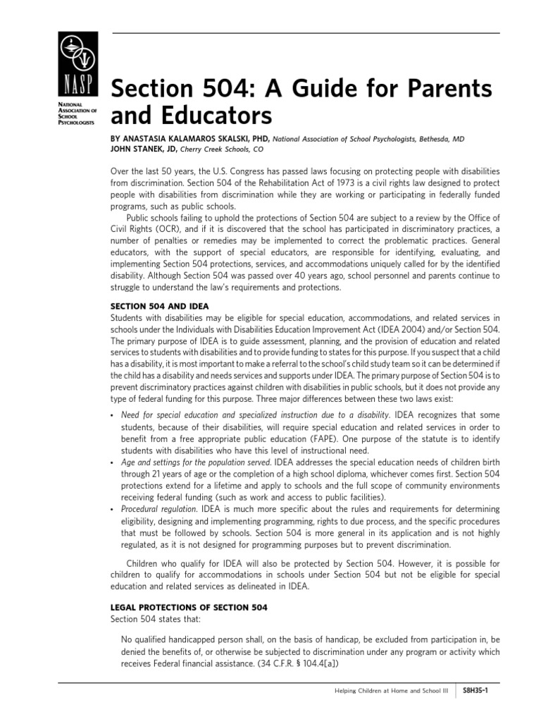 35-1 s8-35 Section 504 | PDF | Section 504 Of The Rehabilitation Act ...