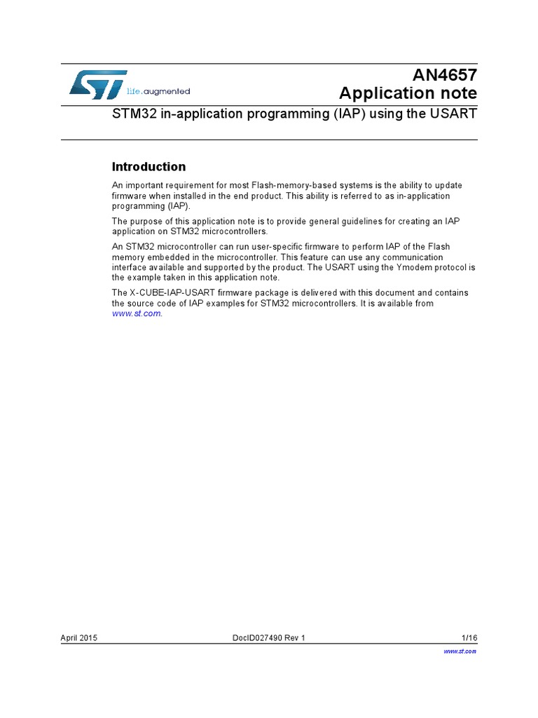 Stm32 In Application Programming Iap Using The Usart Pdf Pdf Flash Memory Computer Program