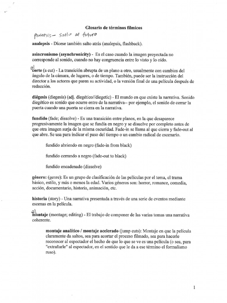 Spanish Cinema Terms | PDF