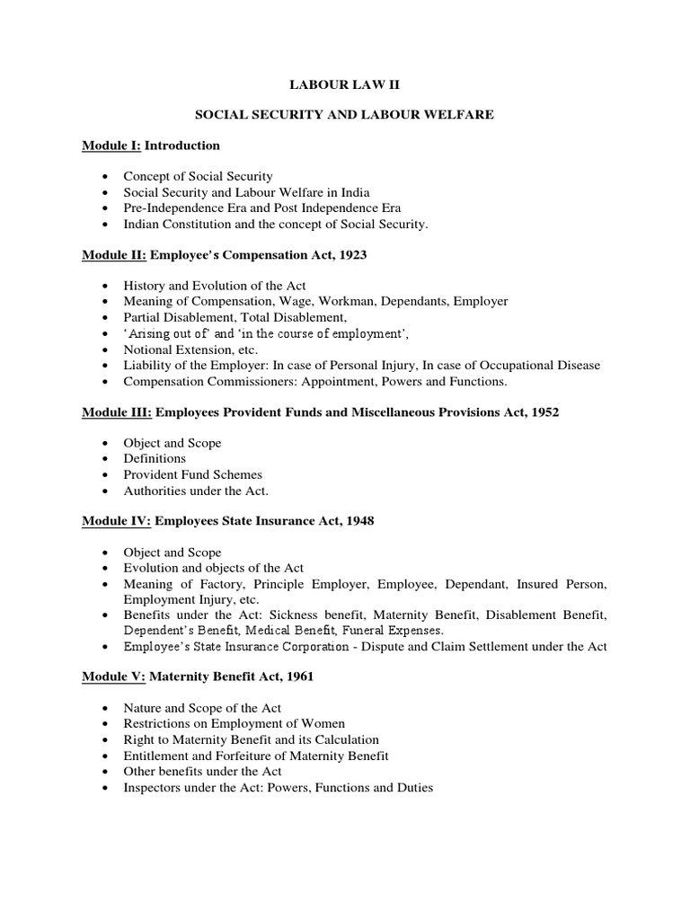 Labour Law II | Download Free PDF | Welfare | Employment