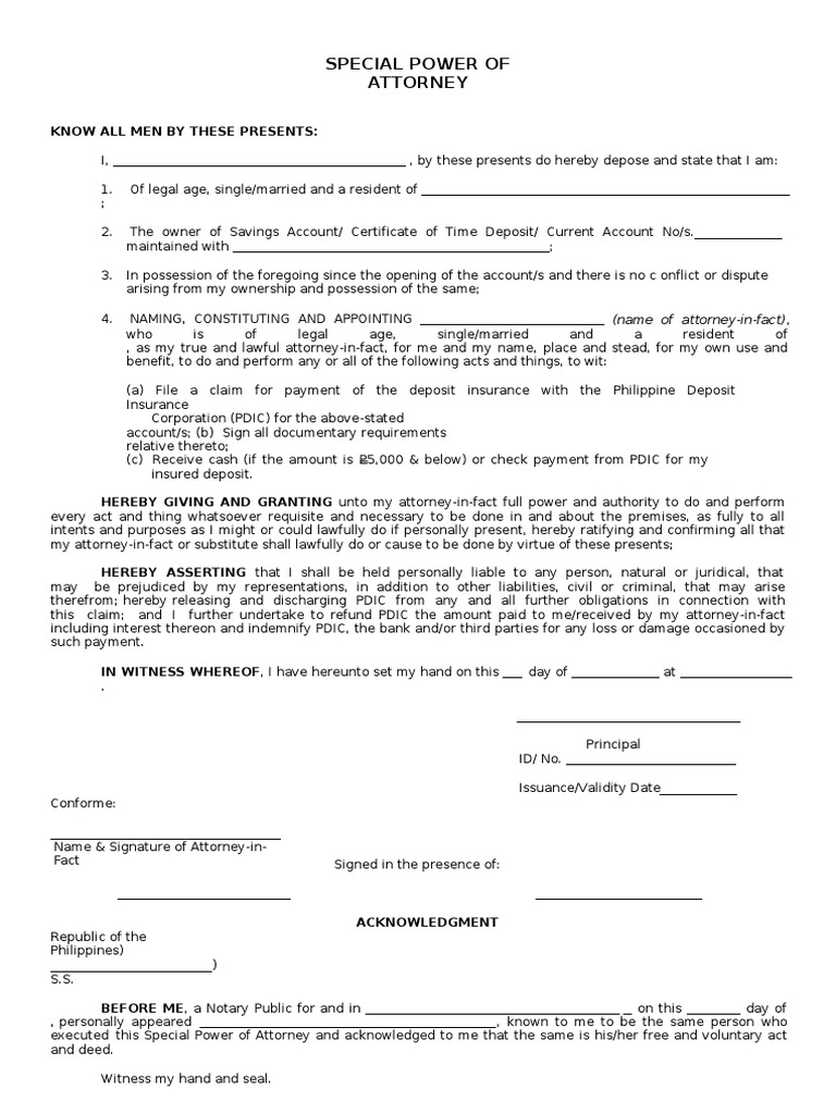 Spa Claims | Power Of Attorney | Civil Law (Legal System)