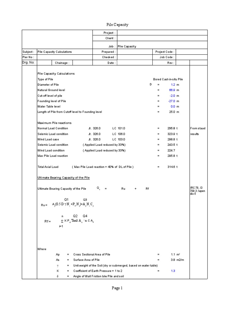 Pile Capacity Calculation Overview | PDF | Deep Foundation ...