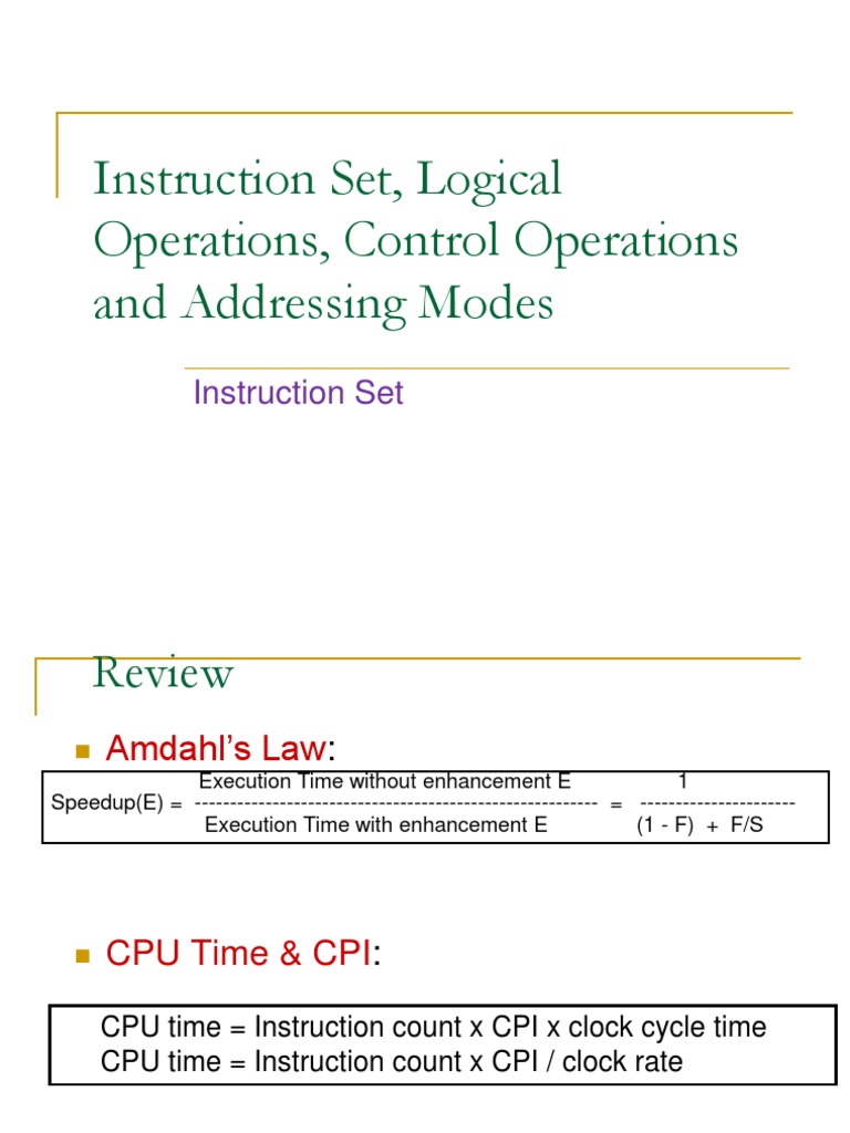 Instruction Set, Logical Operations, Control Operations and Addressing Modes | PDF | Central ...