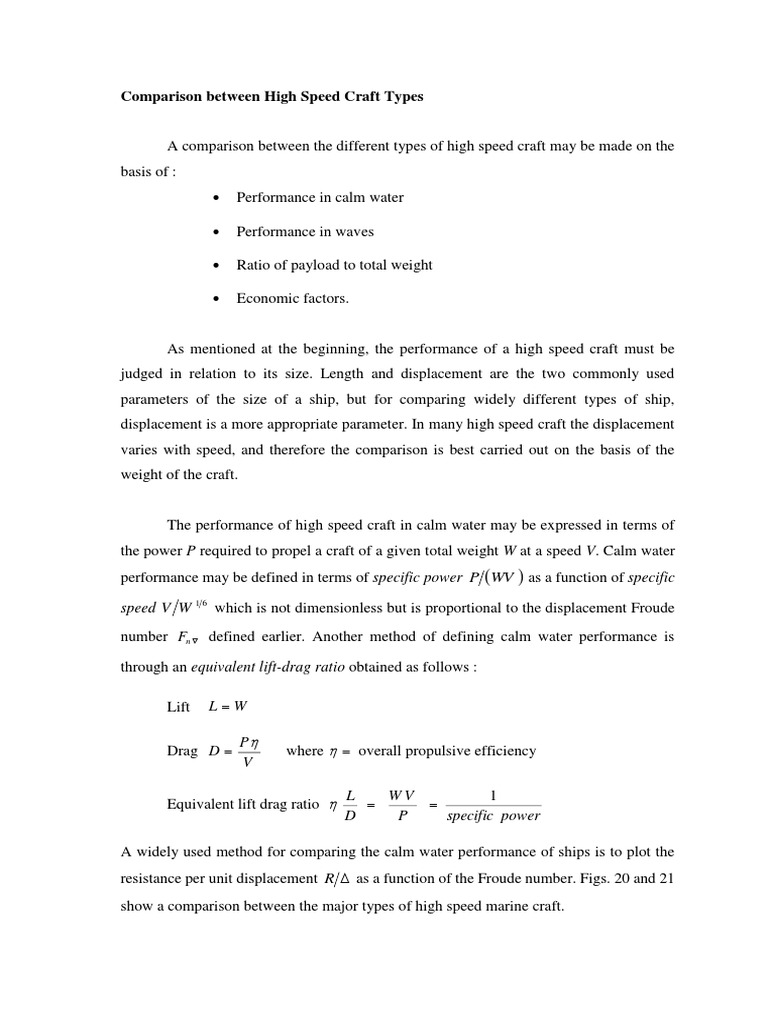 High Speed Craft Performance Comparison | PDF | Marine Propulsion | Waves