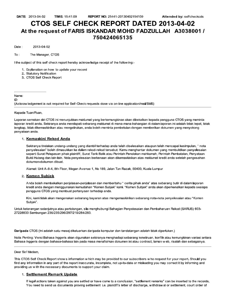 CTOS Self-Check Report | PDF