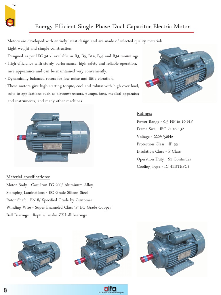 Single Phase Dual Capacitor Electric Motor | PDF | Electric Motor | Engines
