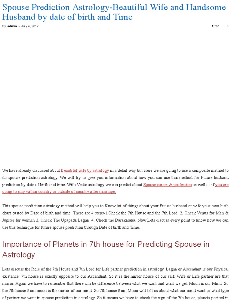 Spouse Prediction Astrology-Beautiful Wife and Handsome Husband by Date ...