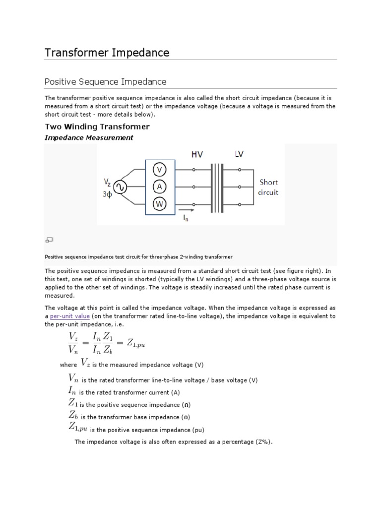 Transformer Impedance | Transformer | Electrical Impedance