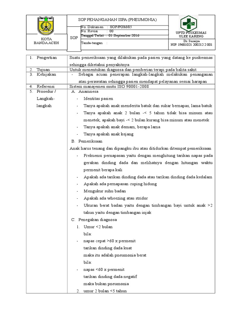 Sop Ispa (Pneumonia) | PDF