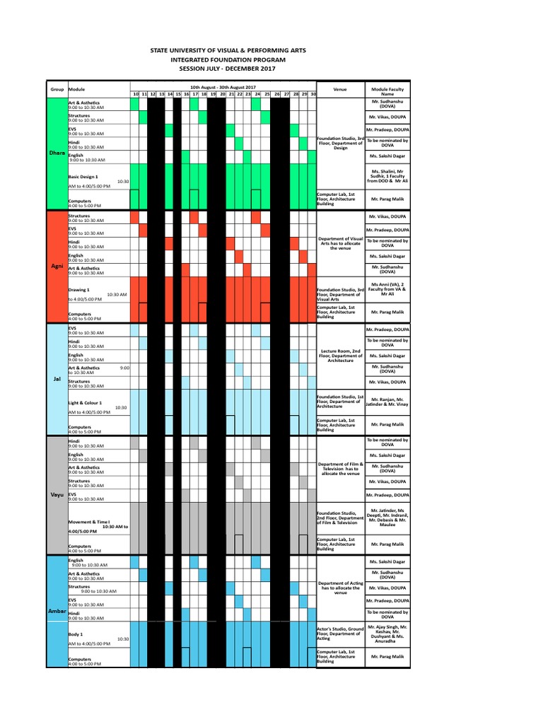 Time Table IFP 8th Aug | PDF | Aesthetics