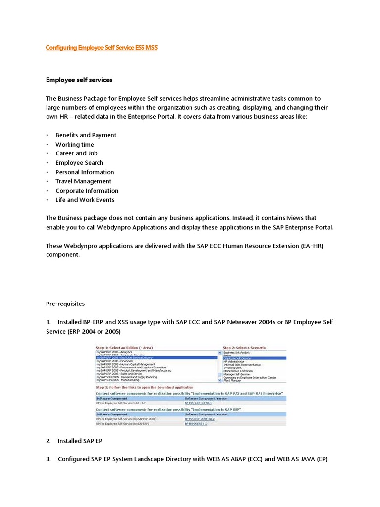 Sap Netweaver Portal Ess Mss Configuration | PDF | Sap Se | Digital ...
