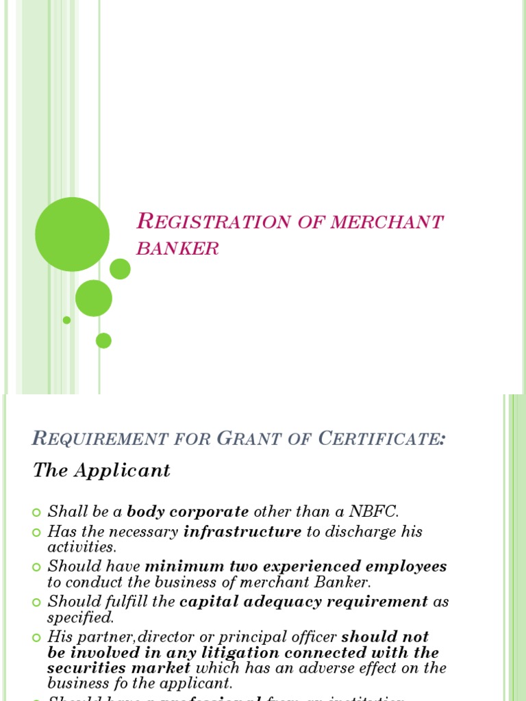 Registration of Merchant Banker | PDF | Underwriting | Banks