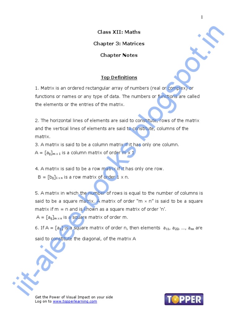 Iit-Aieee-Books - Blogspot.in: Class XII: Maths Chapter 3: Matrices ...