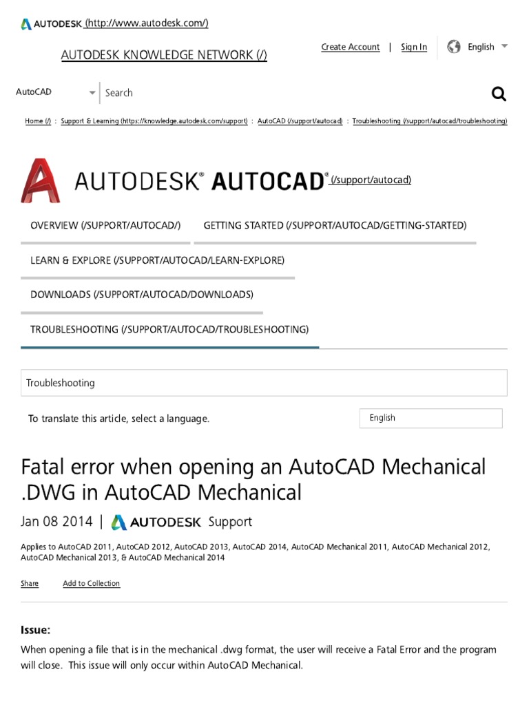 Fatal Error When Opening An AutoCAD Mechanical | PDF | Auto Cad | Autodesk