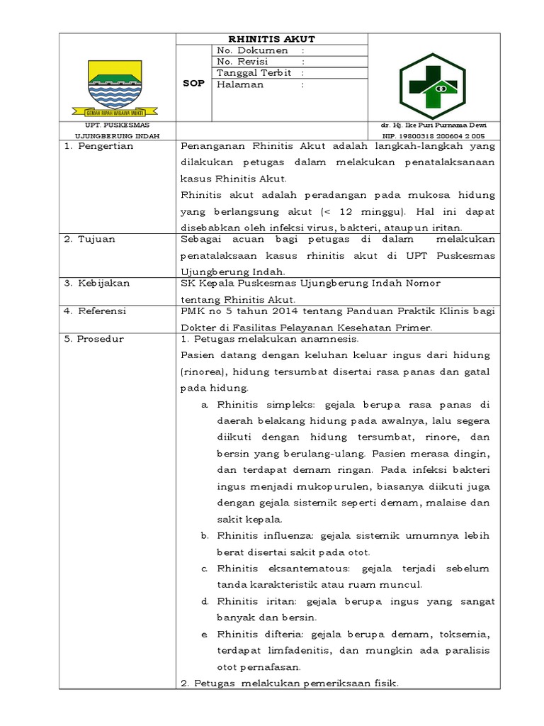 Sop Rhinitis Akut | PDF