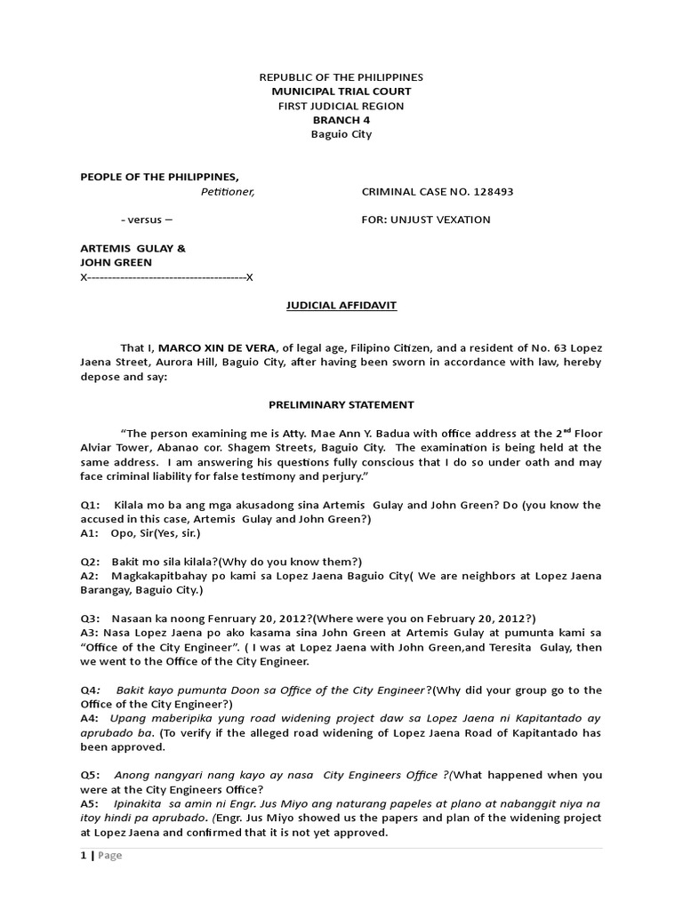 JA Criminal Tagalog Witness For Accused | PDF | Perjury | Affidavit