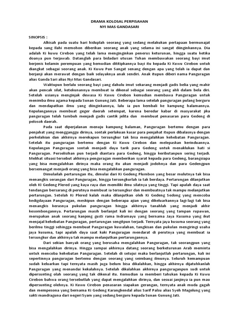 Drama Kolosal Perpisahan Nyimas Gandasari | PDF