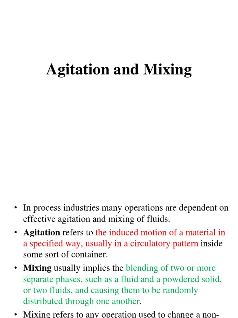 Agitation vs. Mixing: Key Differences | PDF | Vortices | Fluid Mechanics
