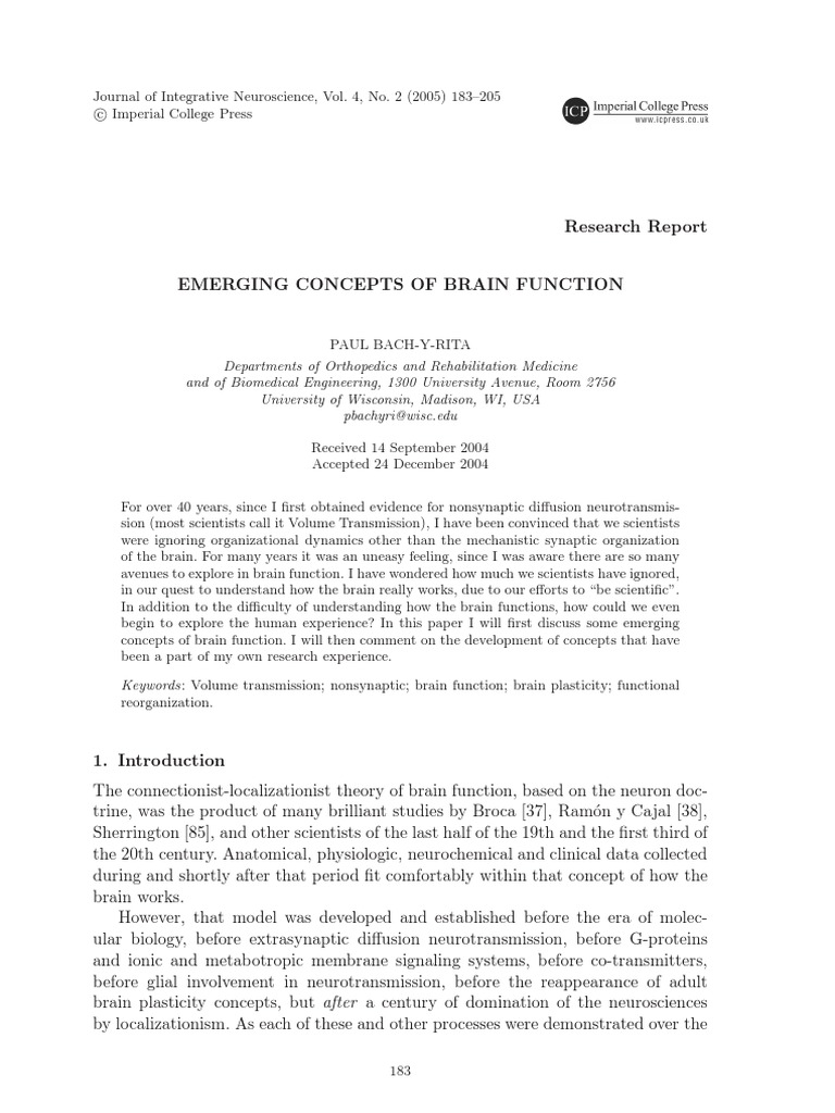 Emerging Concepts of Brain Function PDF | PDF | Neurotransmitter | Neuron