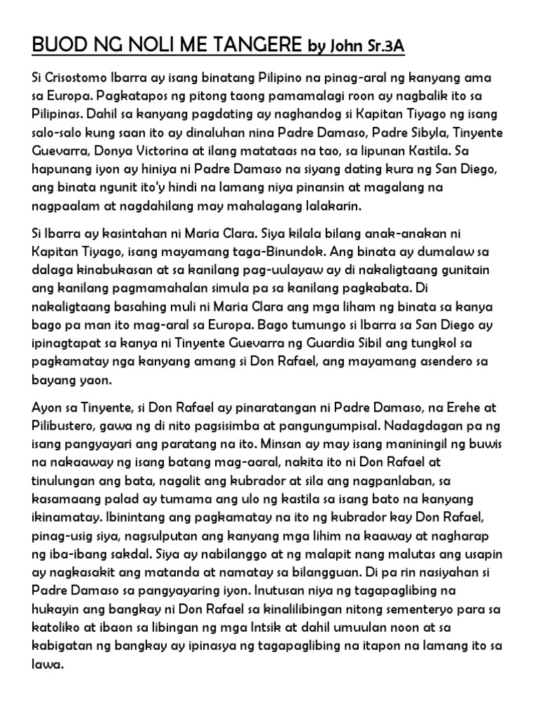 Buod NG Noli Me Tangere | PDF