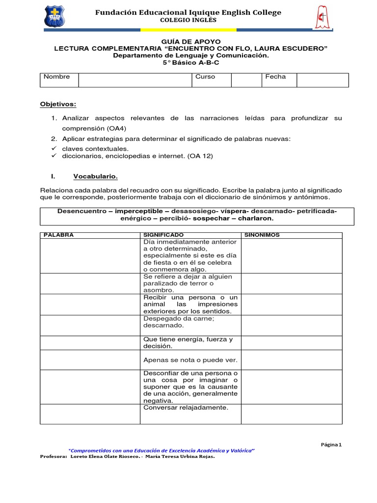 Guia Encuentro Con Flo | PDF | Lectura (proceso) | Ciencia cognitiva