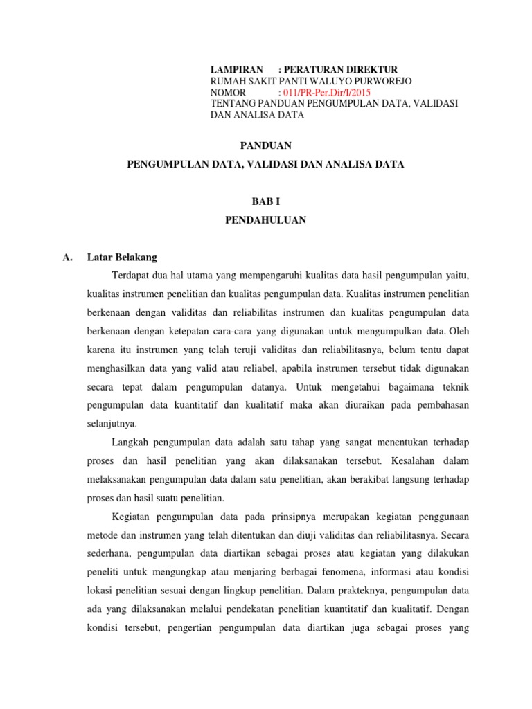 Panduan Validasi Data Indikator Mutu | PDF
