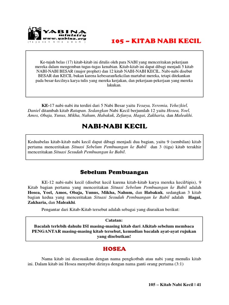 105 - Kitab Nabi Kecil | PDF