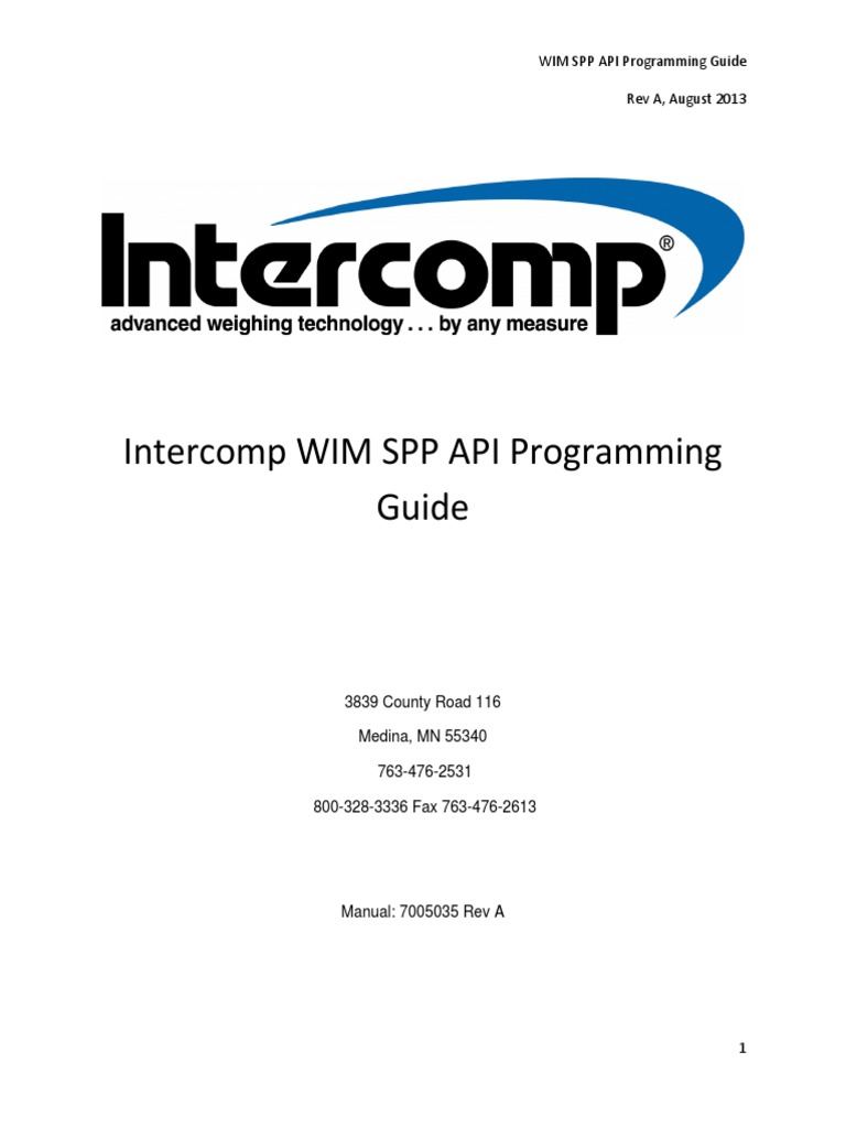 WIM SPP API Programming Guide | PDF | Calibration | Software