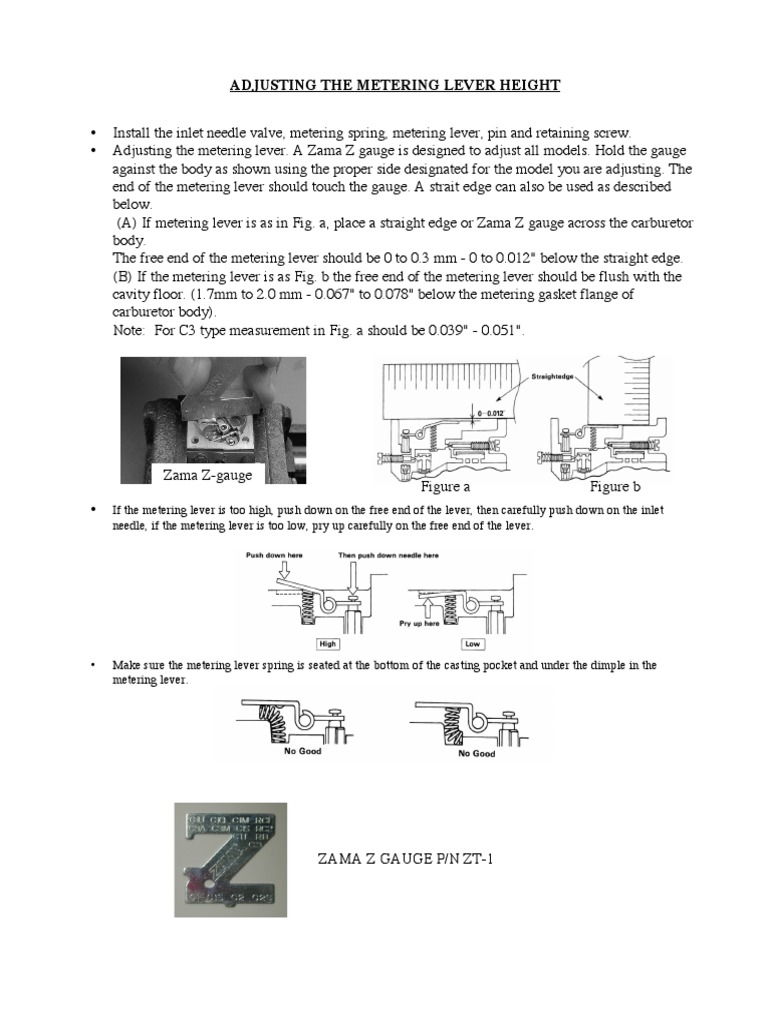 Zama Metering Lever Adjustment Guide | PDF