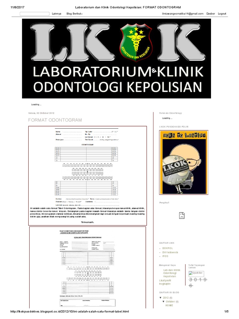 Format Odontogram untuk Forensik Gigi | PDF