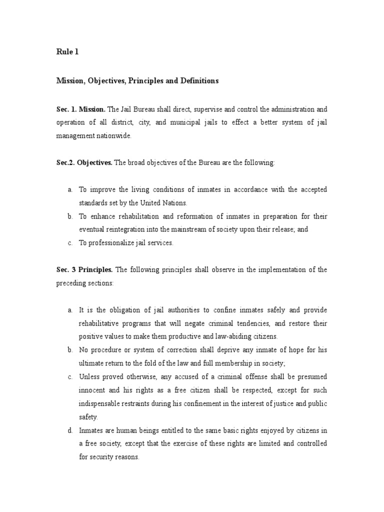 Rule 1 BJMP Rule Book | PDF | Prison | Rehabilitation (Penology)