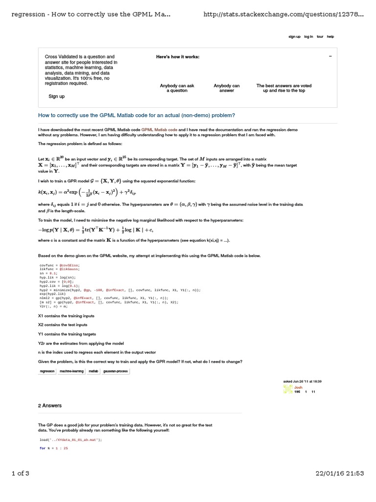 Gpml Pdf Pdf Cross Validation Statistics Regression Analysis 