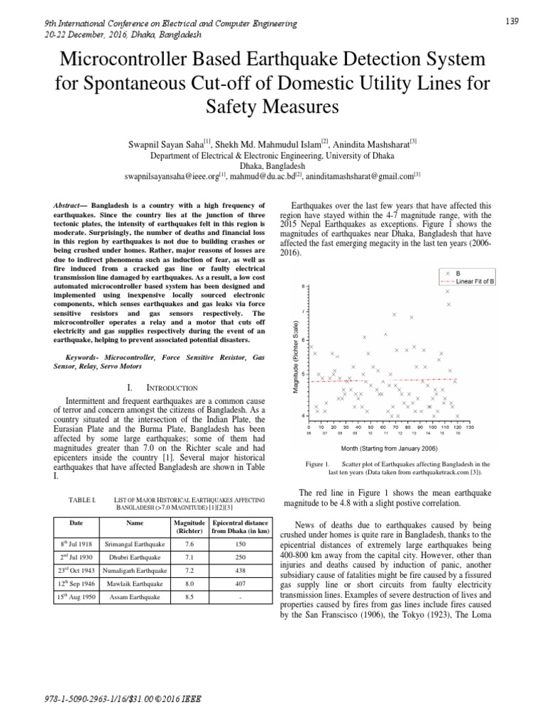 Microcontroller Based Earthquake Detection System For Spontaneous Cut ...