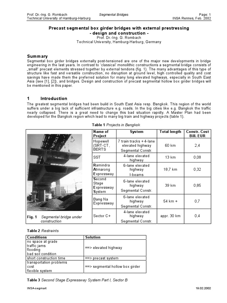 Precast Segmental Box Girder Bridges | PDF | Prestressed Concrete | Bending
