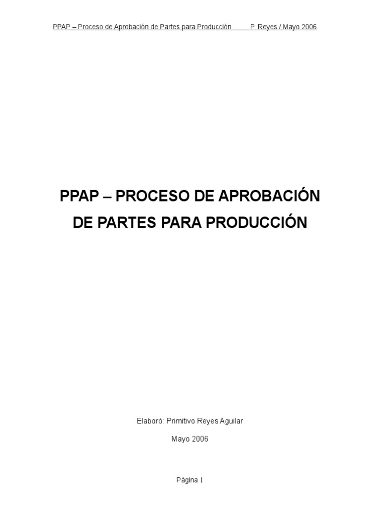 Ppap - Proceso de Aprobación de Partes para Producción | PDF | Diseño ...