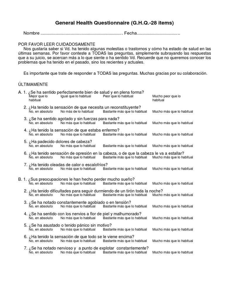 Understanding Mental Health with the General Health Questionnaire | PDF ...