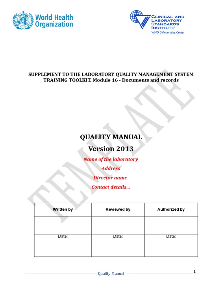 Quality Manual Template | PDF